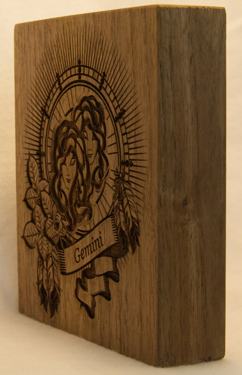 Laser Engraved Zodiac Sign - Gemini in Black Walnut (Inverted) | Kathie ...